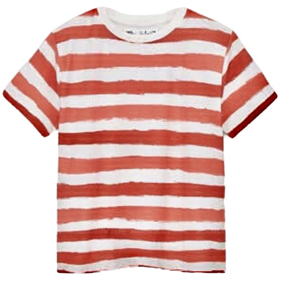 Zara | Shirts & Tops | Zara Kids Soft Red Striped Tee Worn On Tv Matteo ...